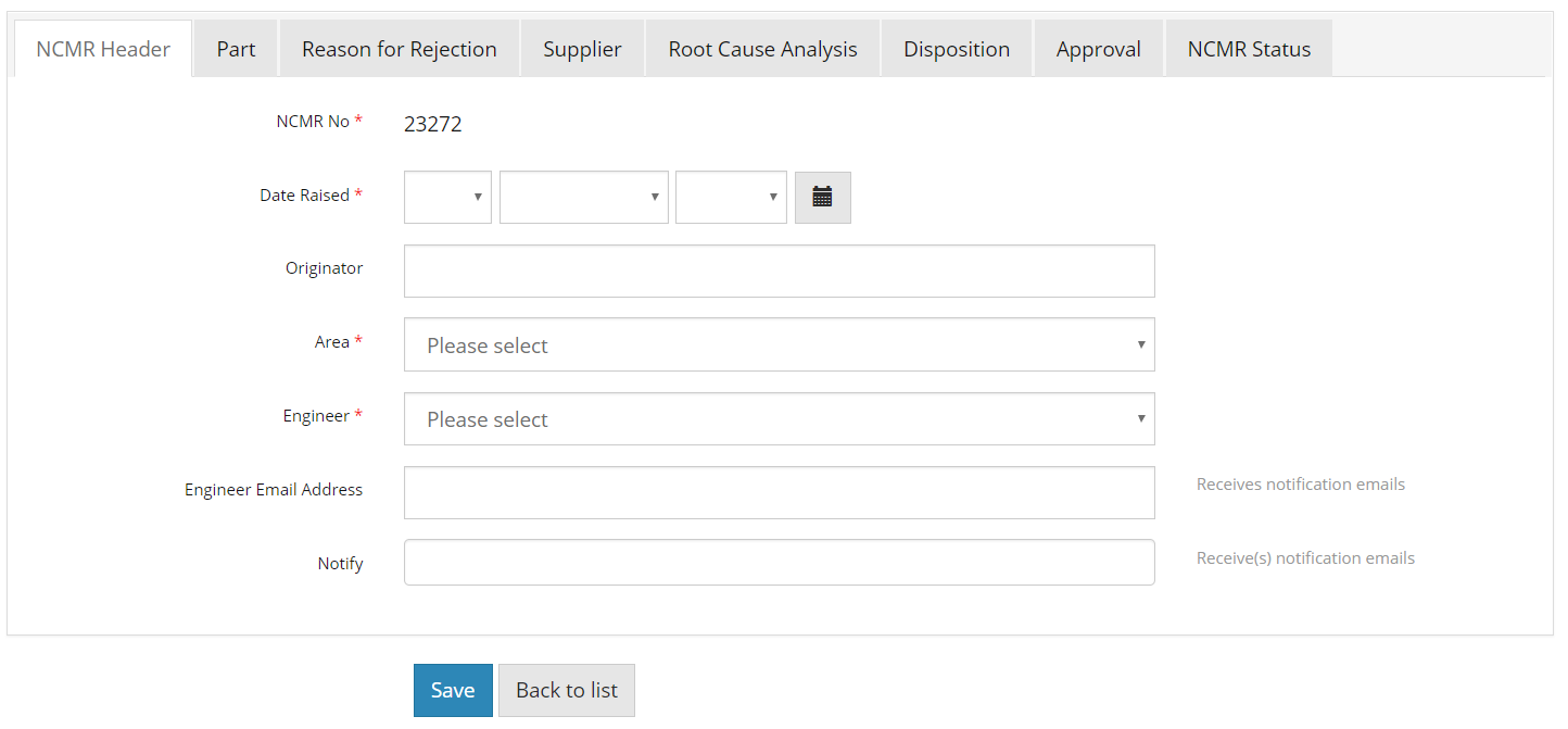 NS-NCMR | Non-Conforming Materials Management | Nick's Software